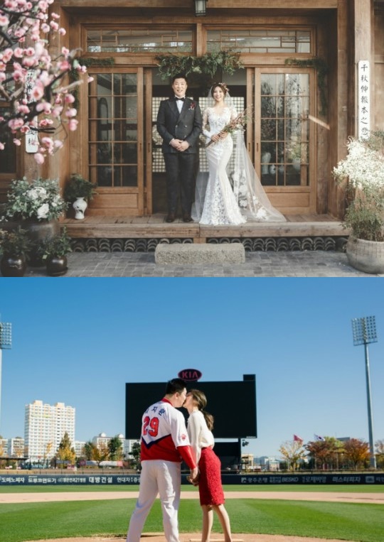 나지완♥양미희 웨딩 사진 공개 누리꾼들 행복하세요 비즈엔터