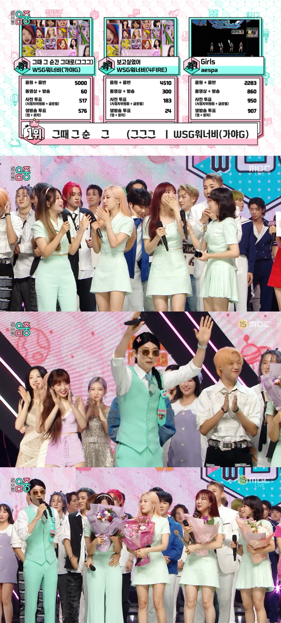 ‘음악중심’ WSG워너비 가야G, 에스파 꺾고 1위…유재석 깜짝 등장 “감사하다” - 이투데이